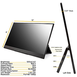 SideTrak Solo Triple 15.6” Portable Gaming Monitor for Laptops, 2 Freestanding 15.6” FHD 1080P LED Display Screens, Extending Screens for Mac, PC, & Chrome, USB-C or HDMI, Speakers & HDR Mode