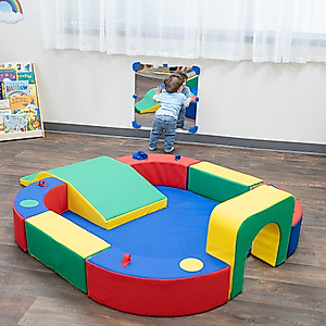 Children's Factory Playring with Tunnel & Slide, Primary, CF322-162, Foam Baby Climber, Kids and Toddler Indoor Climbing Toy, Playroom or Daycare Use, Rainbow