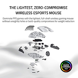 Razer Viper Ultimate Lightweight Wireless Gaming Mouse & RGB Charging Dock: Hyperspeed Wireless Technology - 20K DPI Optical Sensor - 74g Lightweight - 70 Hr Battery - Mercury White