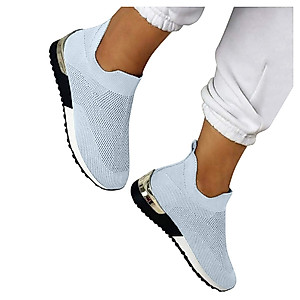 JWSVBF Women's Fashion Sneakers Orthopedic Wedges Mesh, Backless Sneakers for Women Mesh Knit Wedge Sandals Wide Width Casual Shoes with Heels Unisex Fashion Summer
