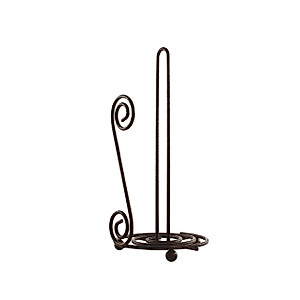 Spectrum Diversified Scroll Holder for Kitchen Countertops, Bars & Dining Tables, Steel Paper Towel Stand, Fits Standard & Jumbo Rolls, Hammered Bronze