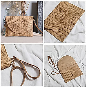 Straw Bag Straw Shoulder Bag Straw Clutch Straw Crossbody Bag Casual Beach Straw Handmade Bag for Women Envelope Purse Wallet