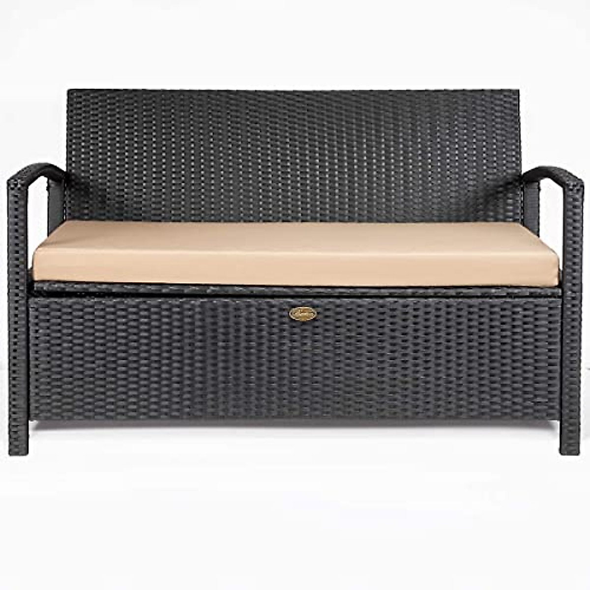 Barton Deck Box w/Thick Seat Cushion Outdoor Patio Storage Bench Shed Cabinet Container Furniture Pools Yard Tools Porch Backyard