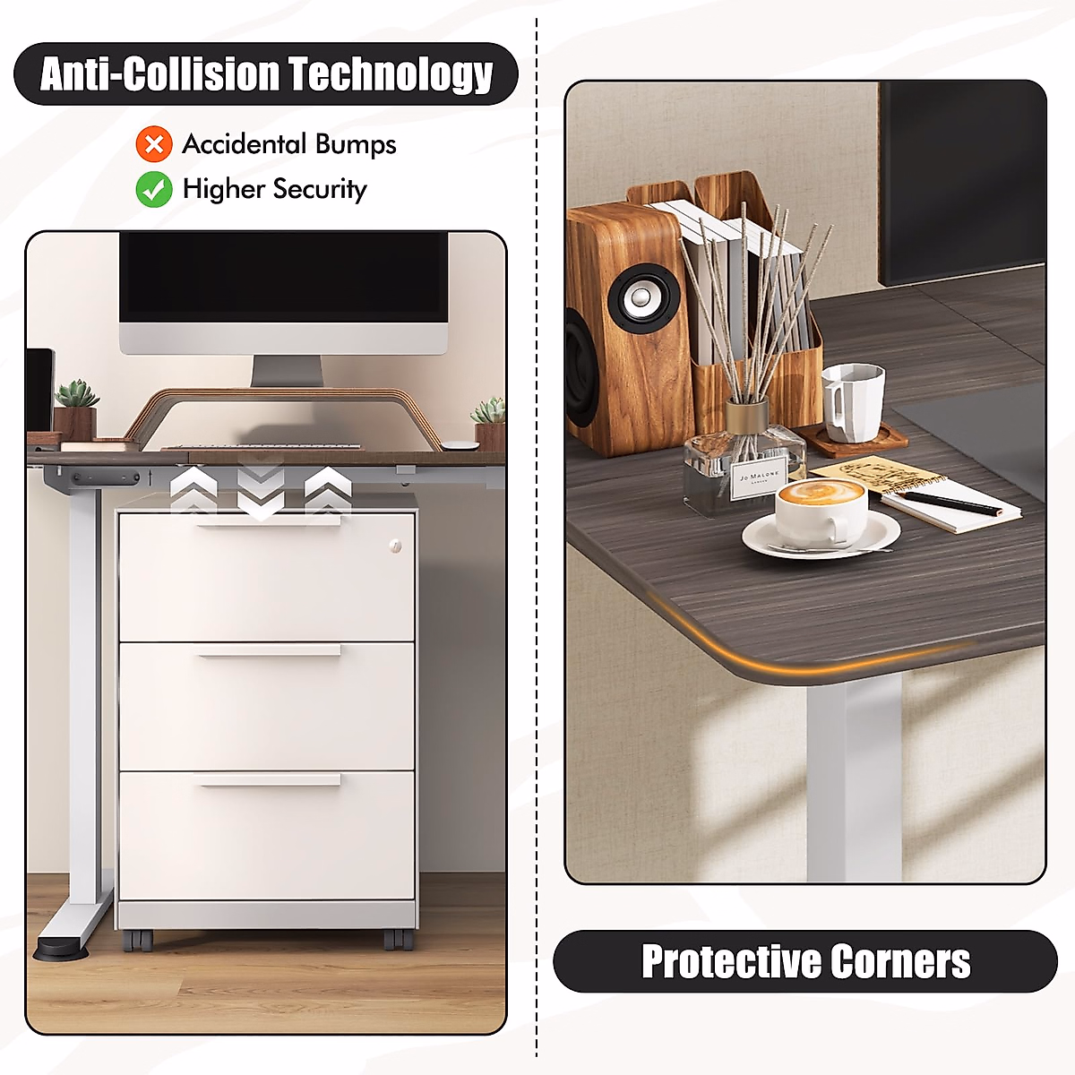 Tangkula 55 x 28 Inch Large Electric Standing Desk, Height Adjustable Sit to Stand Desk with Powerful Motor & Anti-Collision Design, Ergonomic Stand Up Workstation with Metal Frame, Home Office Desk