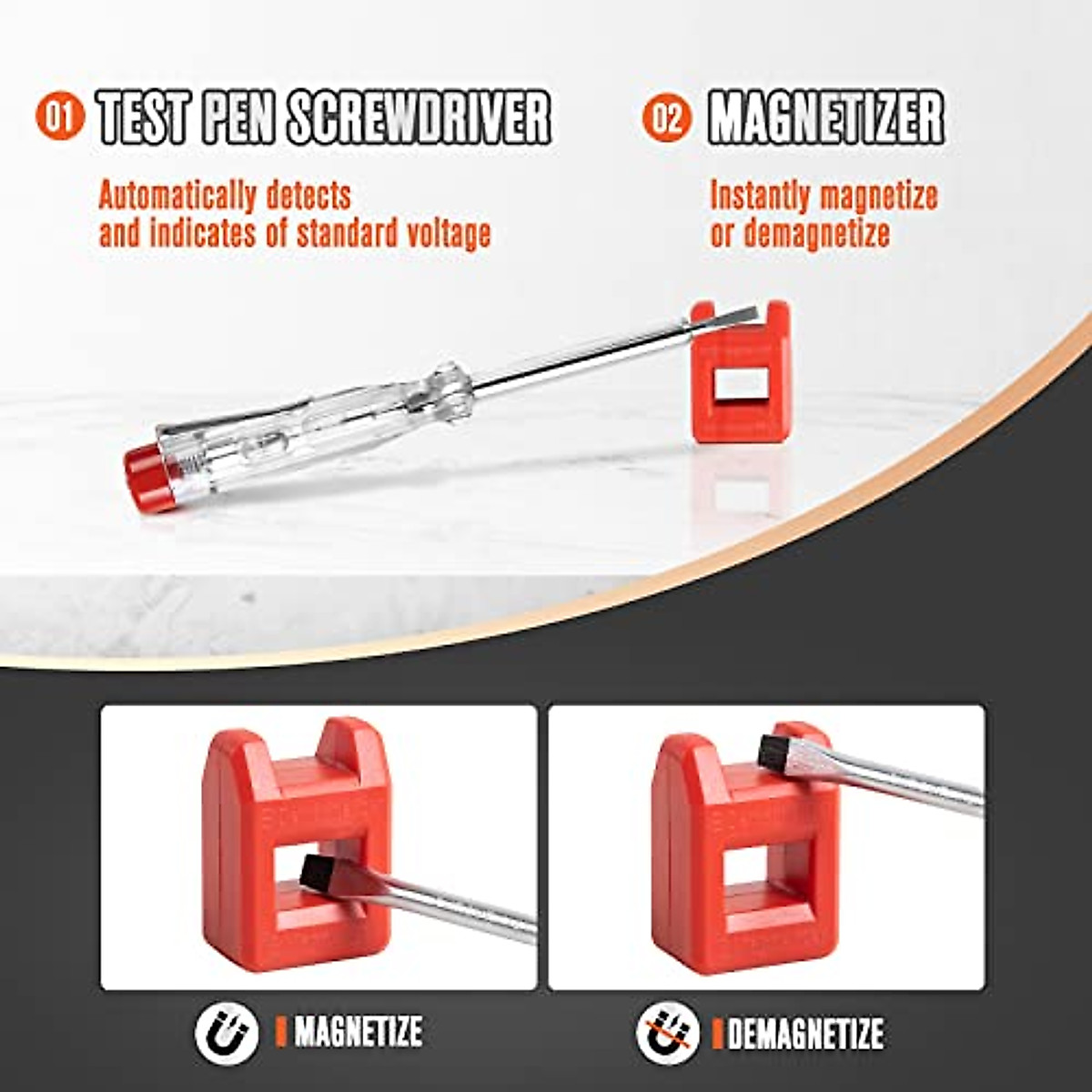 XJX 21-Piece Magnetic Screwdriver Set, Precision Screwdriver Set Phillips/Slotted/Torx Screwdriver Set Professional Cushion Grip Screw Driver Set with Tester Screwdriver, Magnetizer
