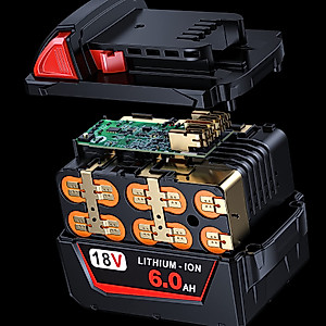 LONG FIT 2 Pack | Replace for Milwaukee M18 Battery 6.0Ah, Perfectly Compatible with Milwaukee Original Charger (48-11-1850)