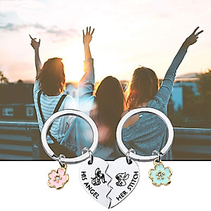 CYTING His And Her Cartoon Puzzle Piece Keychain Hawaiian Jewelry Long Distance Gift For Couple Cartoon Birthday Gift