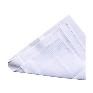 MemoryHanky 100% Cotton Mens Handkerchiefs White Woven Fashion Stripes