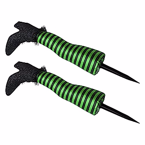 Halloween Decorations Witch Legs Yard Stakes Halloween Prosthetics Witches Legs Happy Halloween Sign Holloween Party Yard Decor Halloween Scary Decorations Personalized Gifts Cool Stuff (Green)