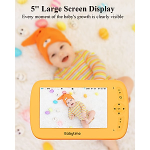 BabyTime Baby Monitor, 1080P Baby Camera Monitor No WiFi with 5" Display, Night Vision, Lullaby Player, Two Way Audio and VOX Mode, Temperature