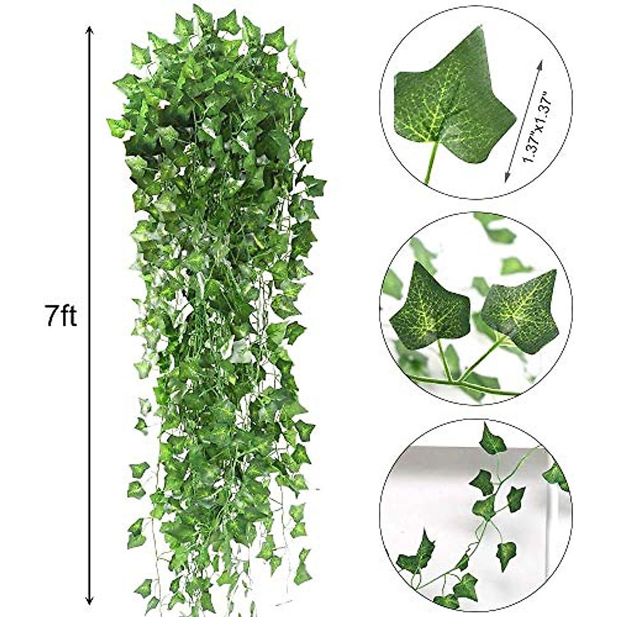 COCOBOO 15pcs 105 Feet Vines for Bedroom, Fake Ivy Vines with Fake Leaves, Artificial Plants Ivy Greenery Garland for Home Decorations Indoor, Wedding Party Garden Aesthetic Decorations