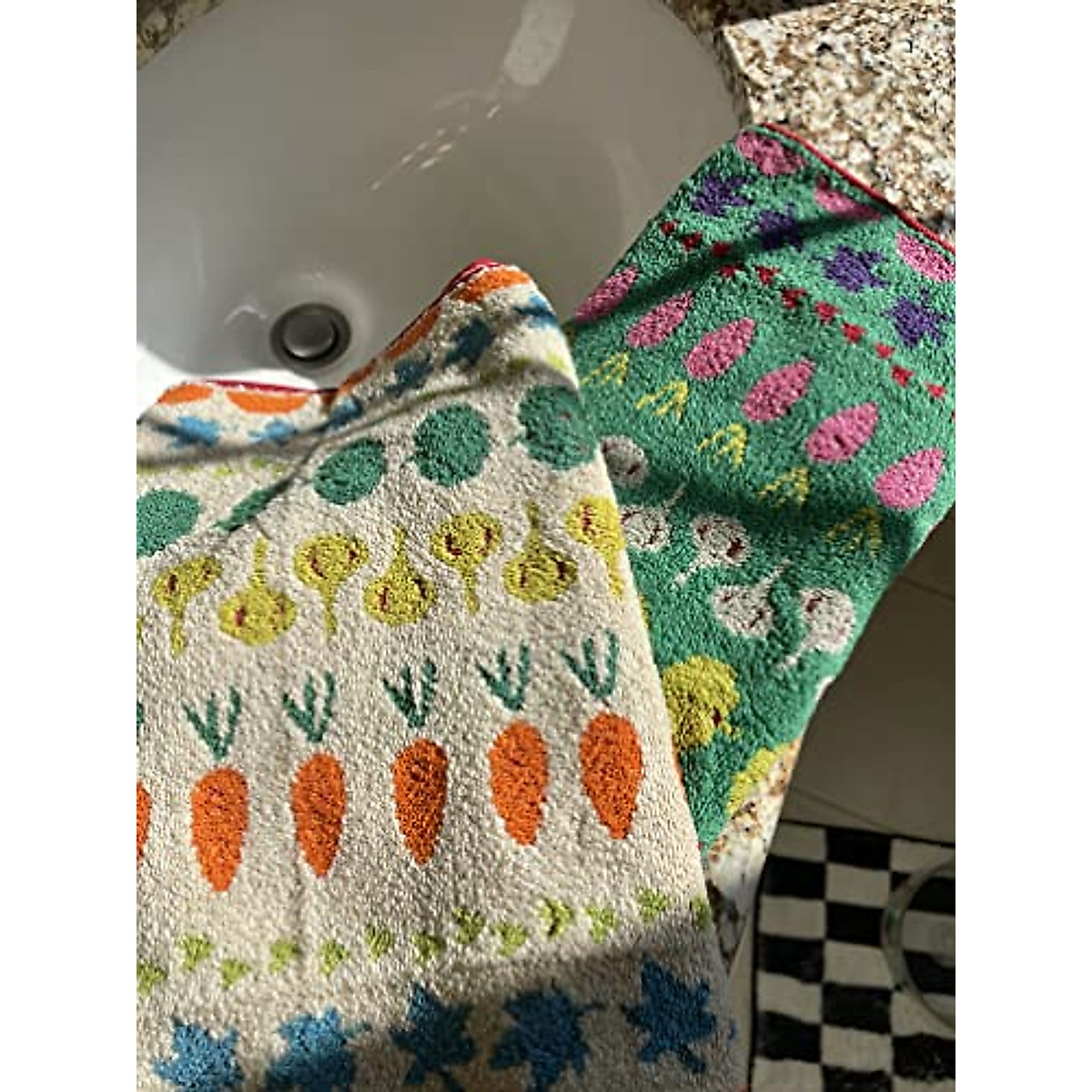 Cute Aesthetic Kitchen Towels, Aesthetic Kitchen Accessories, Set of 2 13.5X30 inches hand towels, Seasonal Kitchen Towels, Kids Bathroom Towels, Vegetable Kitchen Towels