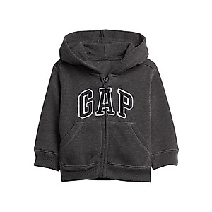 GAP baby boys Logo Zip Hoodie Sweatshirt, Charcoal Grey B65, 6-12 Months US