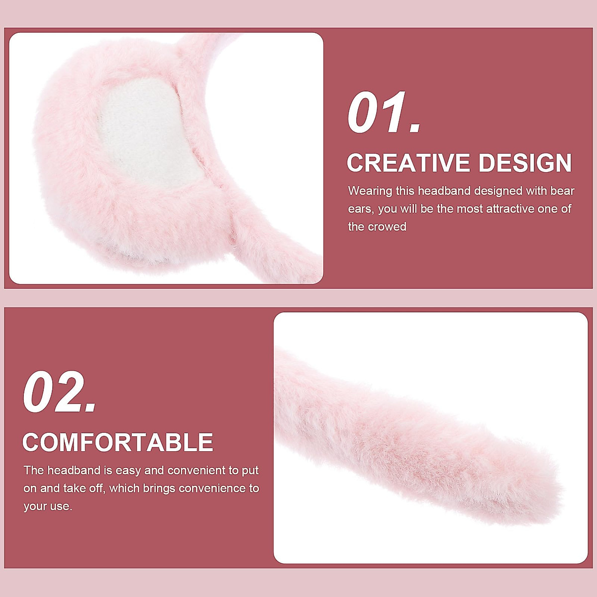 Beatifufu Bear Ear Headband Animals for Cow Makeup Bag Black Scrunchies for Hair Ears Headband Adult Plush Ear Hair Hoops Jungle Animal Cosplay Cloth Hair Decor Cartoon Female Hairband