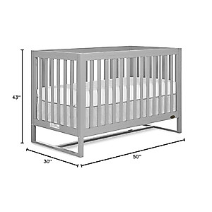 Dream On Me Arlo 5-in-1 Convertible Crib in Pebble Grey, JPMA Certified, 3 Mattress Height Settings, Non-Toxic Finish, Made of Sustainable and Sturdy Pinewood