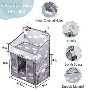 mloong Diaper Caddy, Hanging Diaper Organizer for Changing Table Crib, Baby Storage Organizer Diaper Stacker Gift for Newborn Baby Mom Essentials Nursery Diaper Organizer