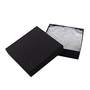 20 Pack Cotton Filled Matte Black Color Jewelry Gift and Retail Boxes 3 X 3 X 1 Inch Size by R J Displays