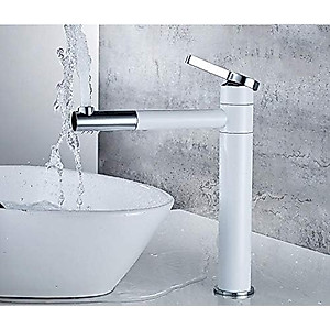 Kitchen Taps Basin Faucet White Single Handle Lavatory Single Hole Water Vanity Sink Bath Basin Mixer Tap Solid Brass Faucets-1