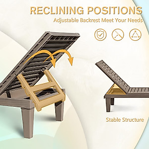 Homall Outdoor Chaise Lounge Chairs Set of 2, Quick Assembly & Waterproof & Lightweight Loungers with Adjustable Back for Poolside, Beach, Garden and Yard (Taupe)