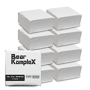 Bear KompleX Superior Gym Chalk Blocks - 8pk of 56 gr Blocks - Keeps Hands Dry - Train Harder for Longer - Prevent Blisters & Slippage - Chalk for Weightlifting, X Training, Rock Climbing, Gymnastics