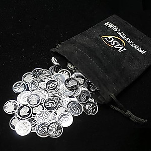 Five (5) One Gram .999 Pure Silver Rounds with Random Designs in a Jewelry Pouch by Mint State Gold
