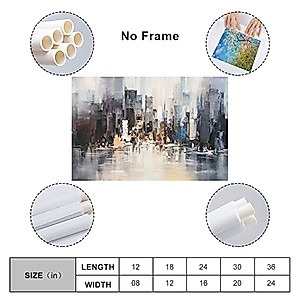 BGN 100% Hand Painted Oil Painting Abstract CityscapeHandmade Modern Acrylic Artwork Texture Painting Original Paintings Canvas Wall Art24x36inch(60x90cm)