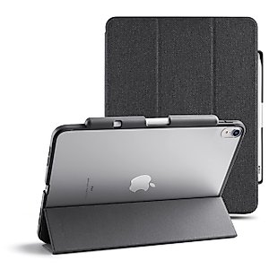 TineeOwl Mocha iPad Air M2 (2024), iPad Air 5/4 Case (2022,2020) 5th/4th Generation 10.9 Ultra Slim Matte Case with Pencil Holder + Tri-fold Smart Cover, Absorbs Shock, Lightweight (Black)