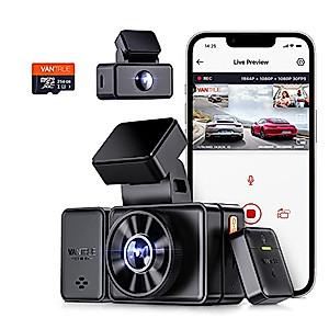 Bundle: Vantrue E3 3 Channel WiFi Dash Cam with GPS Speed, Wireless Remote Controller +256GB microSD Card