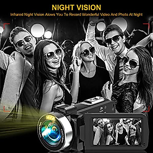 Vmotal Video Camera Camcorder Digital Camera Recorder 2.7K 42MP 3.0 Inch 270 Degree Rotation LED Light Vlogging YouTube Recorder 18X Digital Zoom with 32GB SD Card Kid Teens