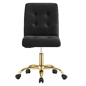 Modway Prim Armless Performance Velvet Office Chair in Gold Black