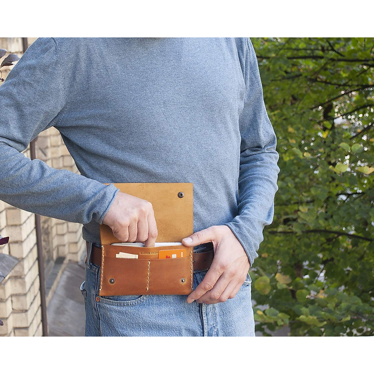 Bovine leather case for Microsoft Surface Duo 2, TAN cover, waist bag