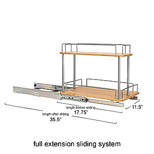 Household Essentials 1265B-1 Glidez Under Sink Sliding Organizer | Pull Out Cabinet Shelf | Wood | 11.5 Inches Wide