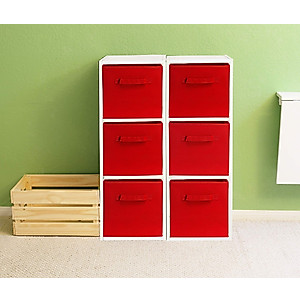 Simple Houseware Foldable Cube Storage Bin, Red - 6 Pack