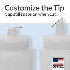 Pinnacle Mercantile Plastic Squeeze Condiment Bottles with Red Tip Cap 16-ounce Set of 6 Wide Mouth