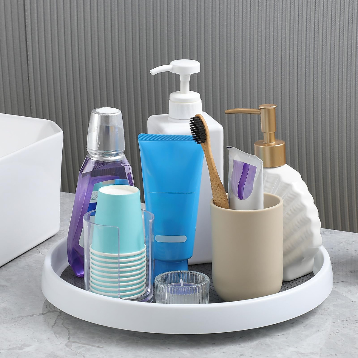 [ 4 Pack ] 12 Inch Non-Skid Turntable Lazy Susan Organizers - Spinning Rack for Cabinet, Pantry Organization and Storage, Kitchen, Fridge, Vanity, Countertop, Under Sink Organizing, Spice Spinner