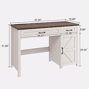 Farmhouse 47" Executive Desk, Computer Desk with Drawers and Cabinet, Workstation Computer Desk for Study and Home Office