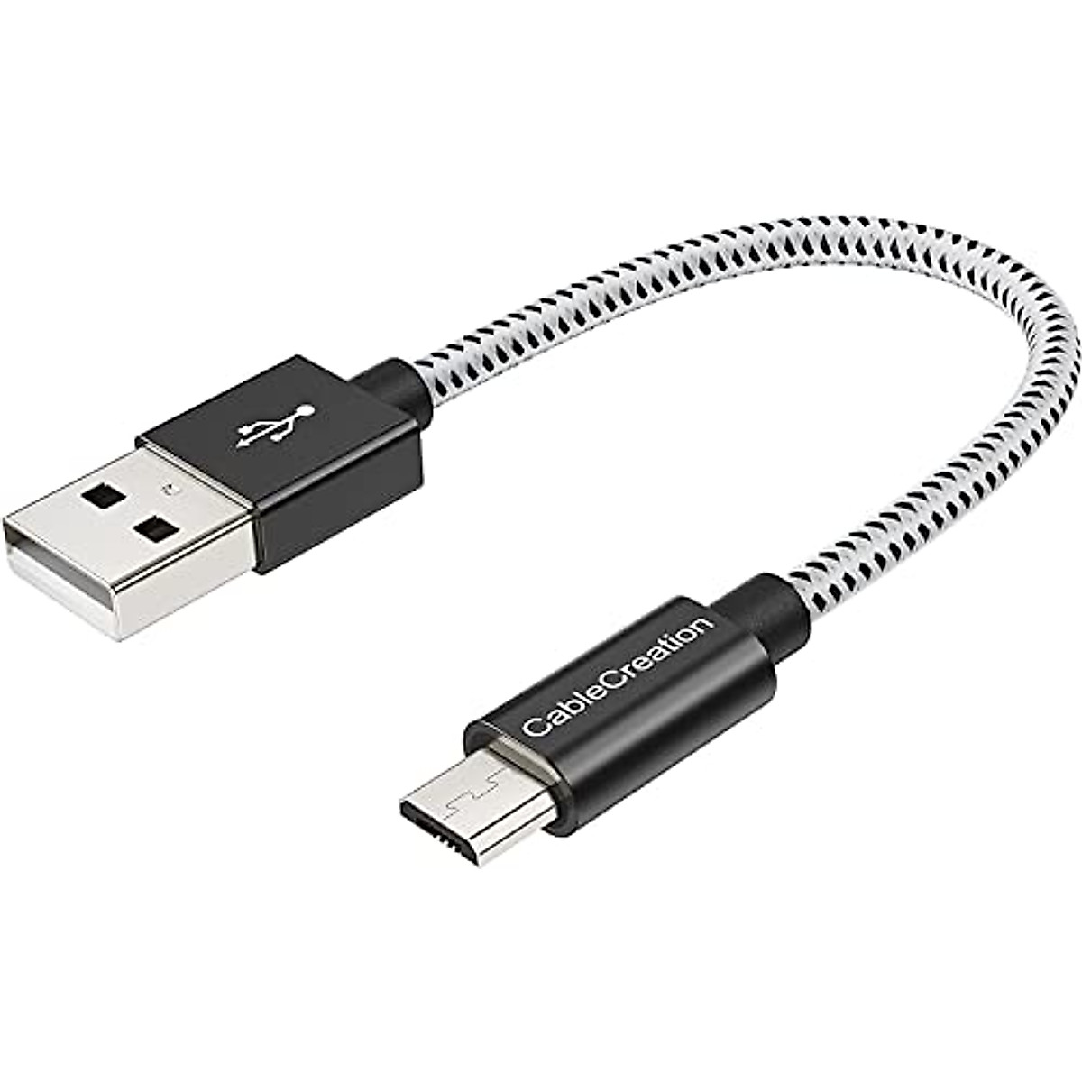 Short Micro USB Cable, CableCreation USB to Micro USB 24 AWG Triple Shielded Fast Charger Cable, Compatible with TV Stick, PS4, Chromecast, Power Bank, Android Phone, 0.5FT/6 inch Black