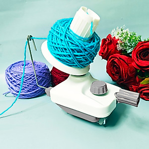 Yarn Ball Winder Hand Operated Winding Wool Winder Machine Yarn String Ball Winder, Convenient Ball Winder for Yarn Tabletop Clamp, White and Gray