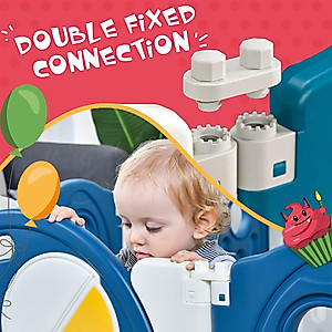 Baby Playpen, Upgrade Foldable Kids Activity Centre Safety Play Yard Home Indoor Outdoor Baby Fence Play Pen NO Gaps with Gate for Baby Boys Girls Toddlers (Blue)