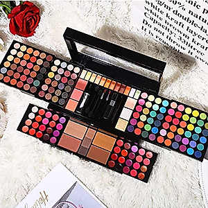 Professional All in One Makeup Kit for Women Full Kit - 186 Colors Make Up Palette Gift Set - Including Eyeshadow, Lip Gloss, Concealer, Highlighter, Contour, Brow Powder, Mascara, Blush & Brush
