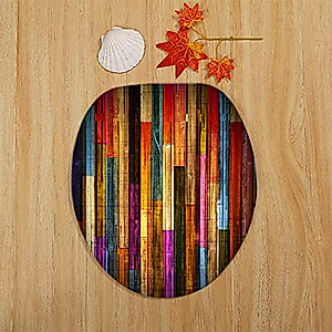 Shower Curtains with Bath Rugs Non-Slip Soft Toilet Lid Cover for Bathroom ,Waterproof Home Tub Curtains Sets with Memory Foam Rugs ,3D Print Durable Polyester Fabric Four-Piece Colored Wood