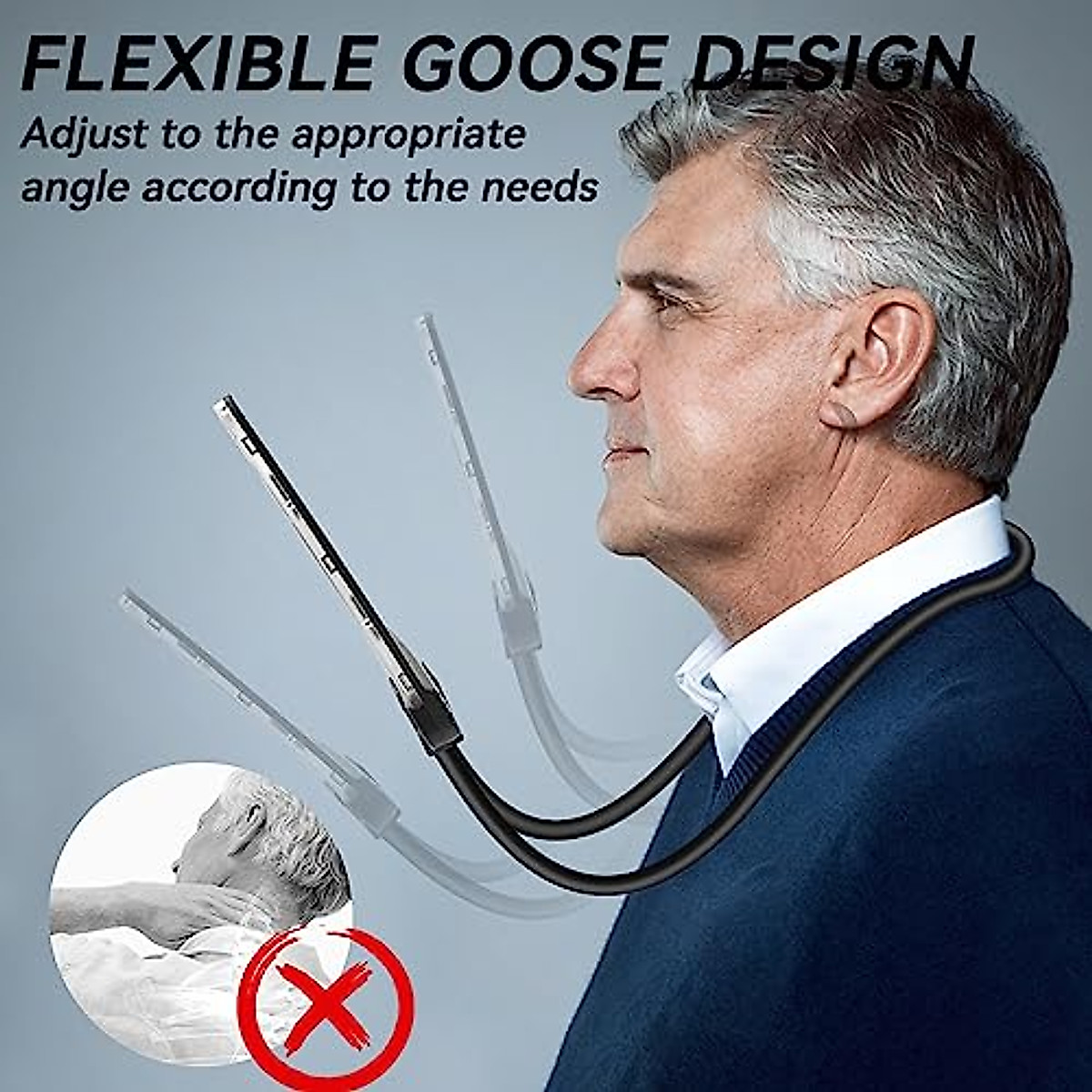 NZQXJXZ 5X Rechargeable Hands Free Magnifying Glass Flexible Gooseneck Full Book Page Magnifier for Reading 43 Ultra-Bright LED Light for Neck Wear Repair Sewing Low Eyesight Seniors