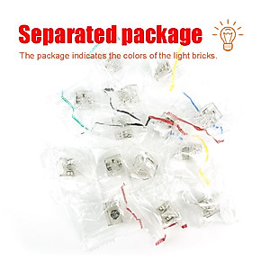 Light Up Bricks Accessories Kits, 2x2 Classic Transparent LED Light Brick Pack, 14 Pieces Parts Building Blocks Set Toys