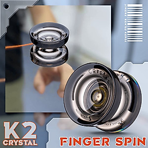 MAGICYOYO Pack of 2 Yoyos - Professional Responsive Yoyo for Kids Beginner, Metal Yo yo V6+Plastic Yoyo K2, Dual Purpose Yoyo with Unresponsive Yoyo Bearing for Adults+12 Yoyo Strings+Removal Tool