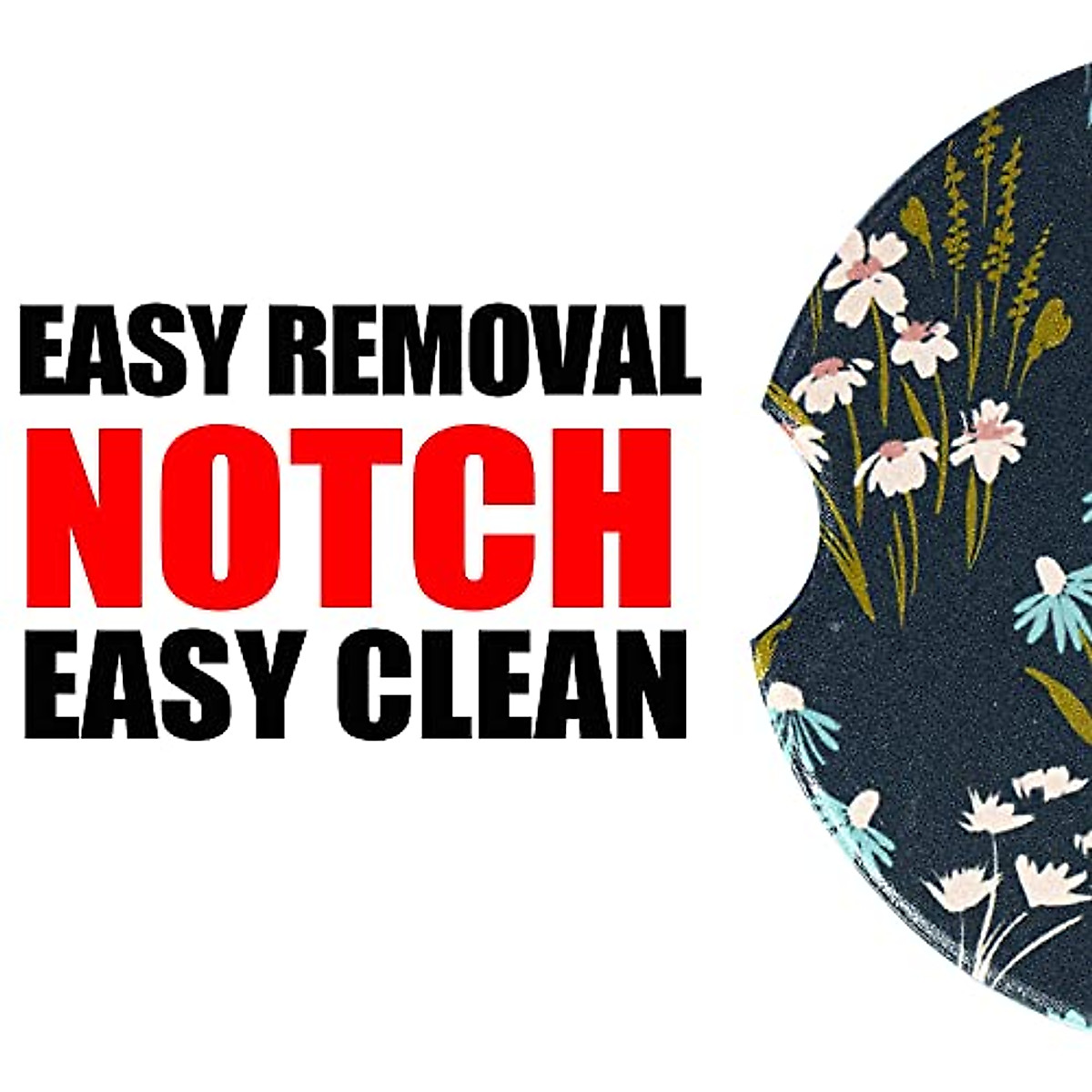 Yeeper 2.56" Ceramic Car Coasters for Cup Holder - Set of 2 Pack, Ceramic Stone Easy Removal of Auto Cup Holder Coaster for Women, Blue Flower Floral Car Decor Accessories