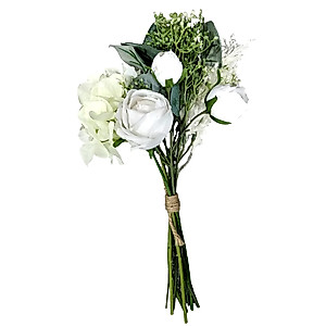 LACKINGONE Artificial Flower Plants Silk Flowers with Stems Simulation Rose Hydrangea Faux Flower Arrangements Home Garden Office Wedding Decor White Blue Yellow Fake Flower Centerpieces for Tables