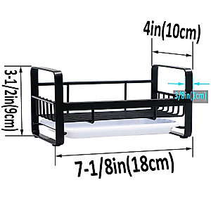 kaileyouxiangongsi Sponge Holder with Drain Pan - Kitchen Sink Organizer - Sink Caddy Holder - Sink Tray - Soap Holder - Stainless Steel (Black)