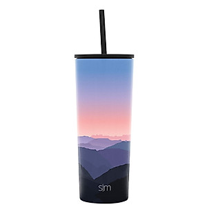 Simple Modern Insulated Tumbler with Lid and Straw | Iced Coffee Cup Reusable Stainless Steel Water Bottle Travel Mug | Gifts for Women Men Her Him | Classic Collection | 24oz | Alpenglow