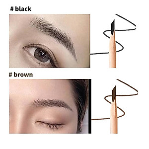 Lalago Waterproof Wooden Eyebrow Pencil with Eyebrow Sharpener Tool Set,waterproof Non-smudging Eyebrow Pencil for Women (Brownish Black)