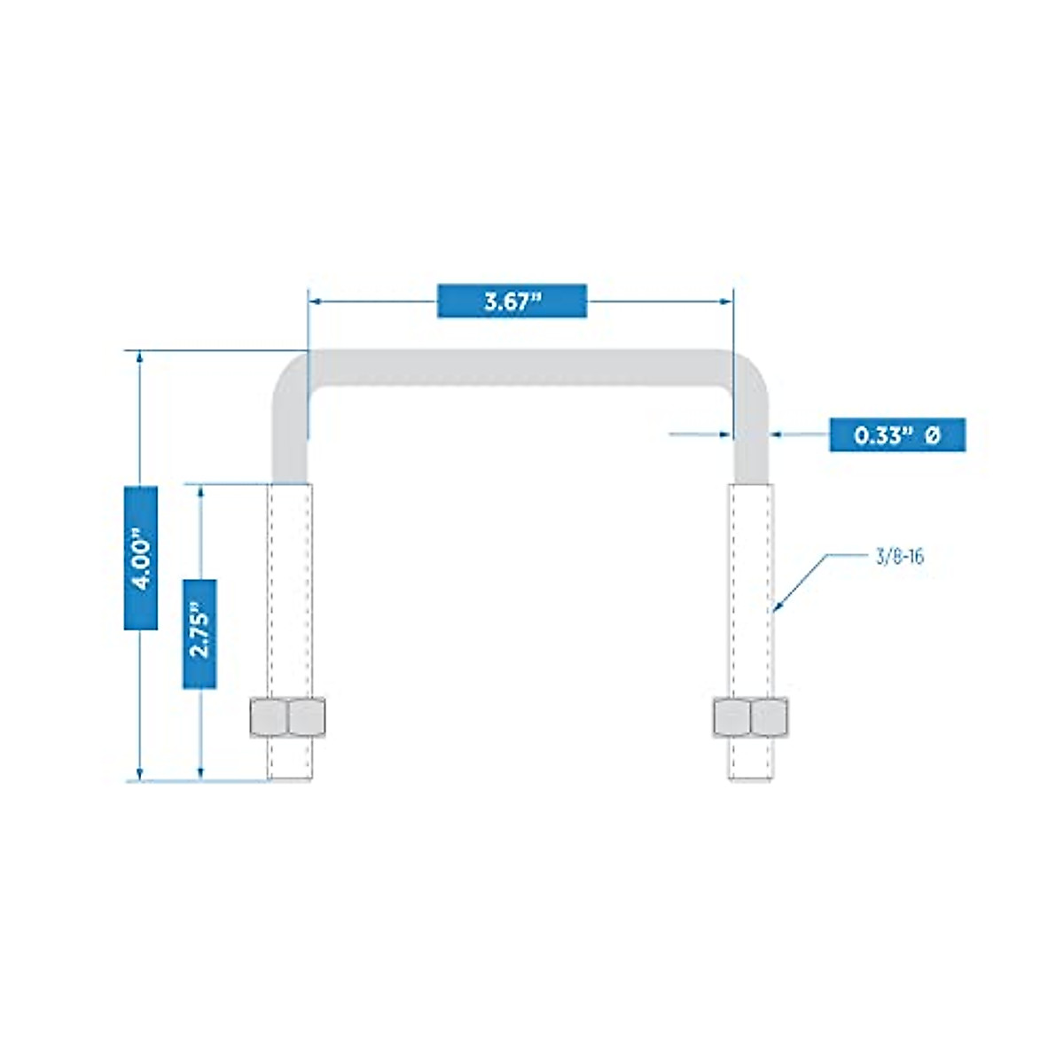 National Hardware N244-996 2192BC Lumber Size Square U Bolt in Zinc plated,3/8" x 3-5/8" x 4"